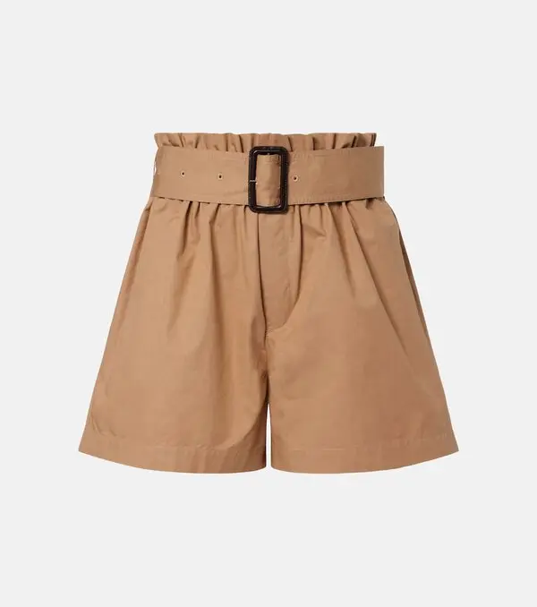 Saint Laurent Belted Cotton Shorts - Brown