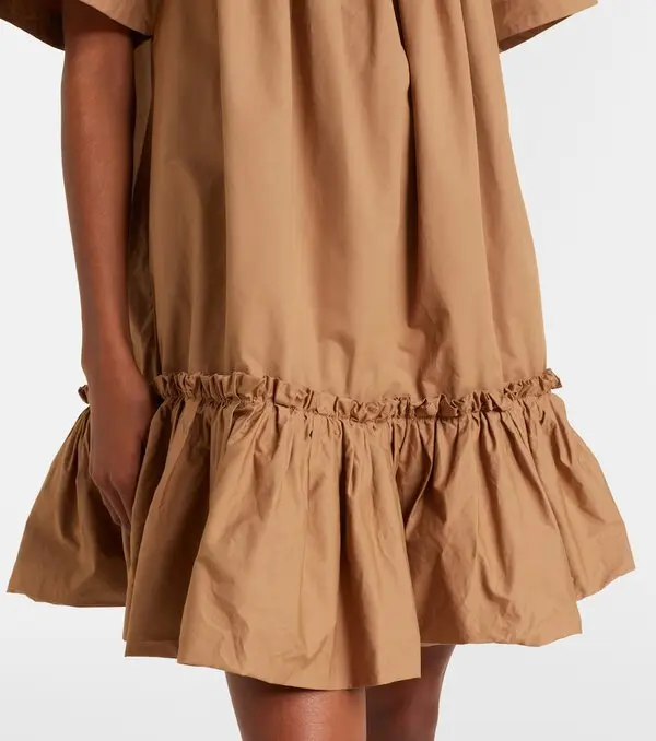 Saint Laurent Ruffled Cotton Minidress - Beige
