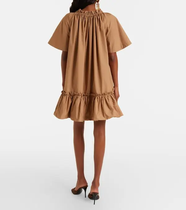 Saint Laurent Ruffled Cotton Minidress - Beige