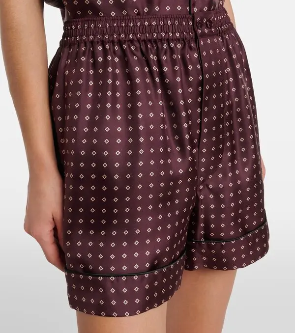 Saint Laurent Printed Silk Satin Shorts - Purple