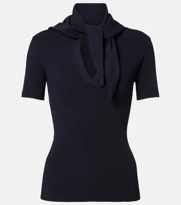 Max Mara Scarf-detail Knitted Top - Blue
