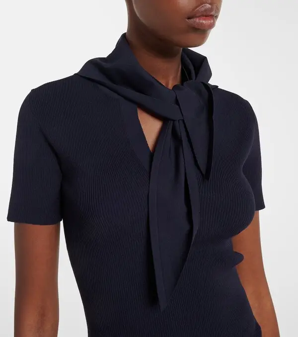 Max Mara Scarf-detail Knitted Top - Blue