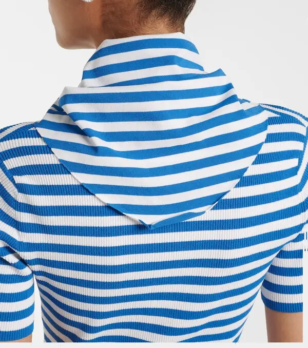 Max Mara Striped V-neck Knitted Top With Detachable Scarf