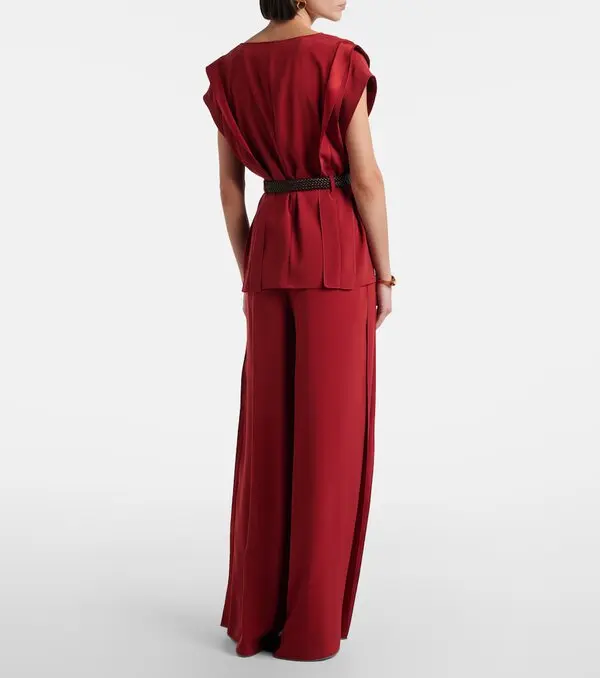 Max Mara Crêpe Wide-leg Pants - Red