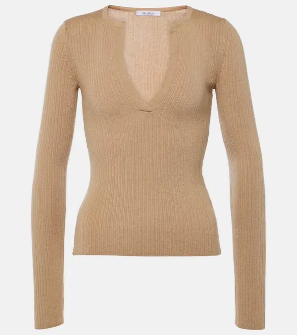 Max Mara Silk And Cashmere Crewneck Sweater - Beige