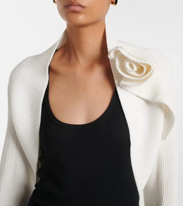 Max Mara Knitted Floral-appliqué Shrug