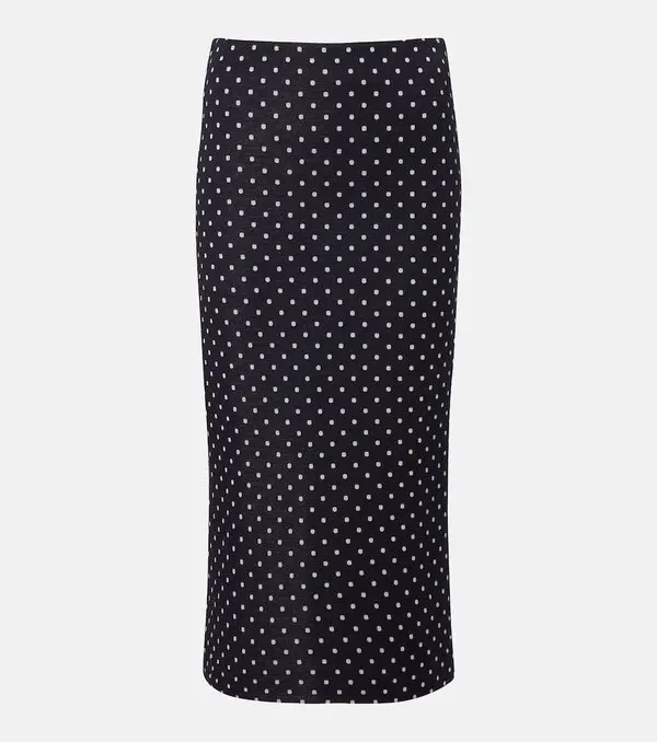 Max Mara Polka-dot Jersey Midi Skirt - Blue