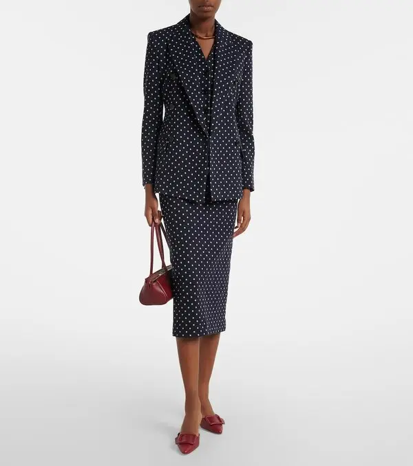 Max Mara Polka-dot Jersey Midi Skirt