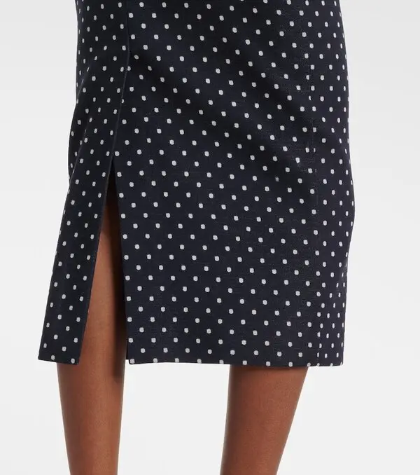 Max Mara Polka-dot Jersey Midi Skirt