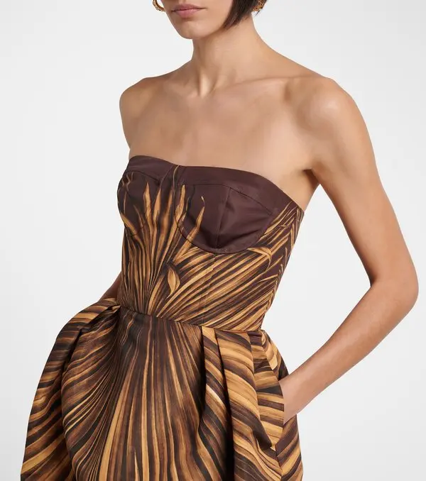 Oscar De La Renta Printed Bustier Gown