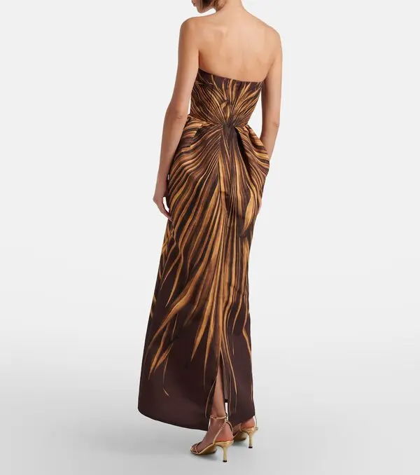 Oscar De La Renta Printed Bustier Gown
