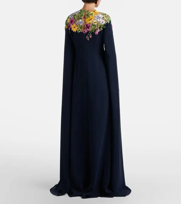 Oscar De La Renta Embroidered Gown - Blue