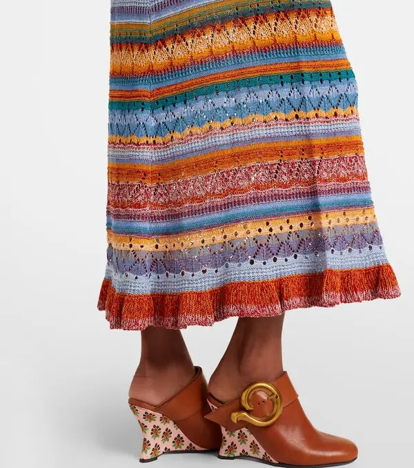 Etro Crochet Striped Cotton Maxi Dress - Multicoloured