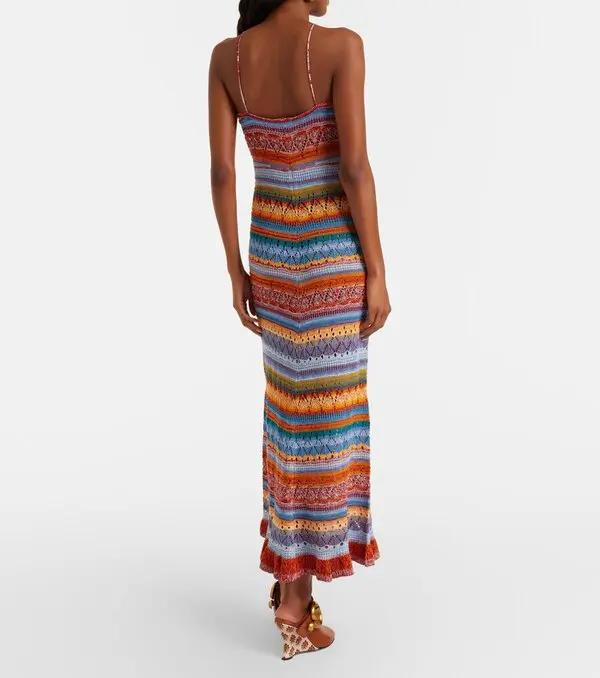 Etro Crochet Striped Cotton Maxi Dress - Multicoloured