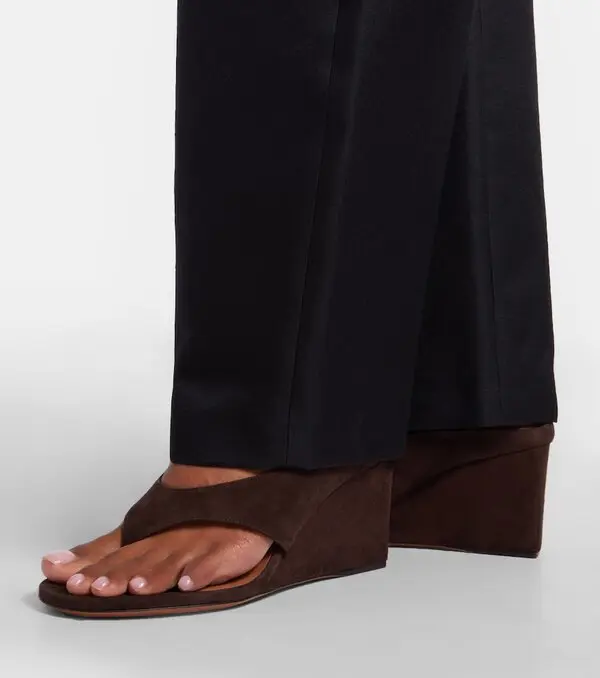 Alaïa Suede Wedge Sandals - Brown