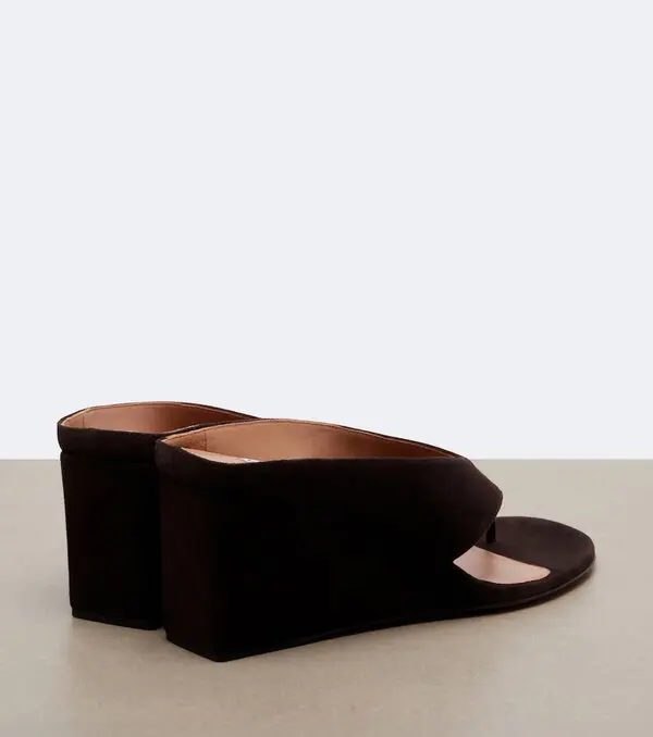 Alaïa Suede Wedge Sandals - Brown