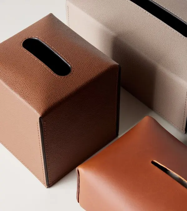 GIOBAGNARA Leather Tissue Holder - Brown