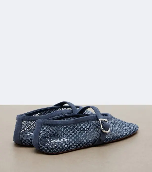 Alaïa Embellished Fishnet Mary Jane Flats