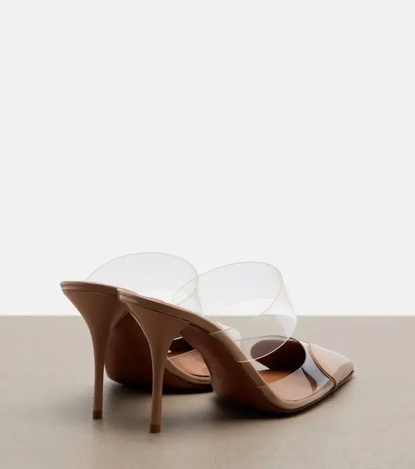 Alaïa Le Coeur Patent Leather Mules - Beige
