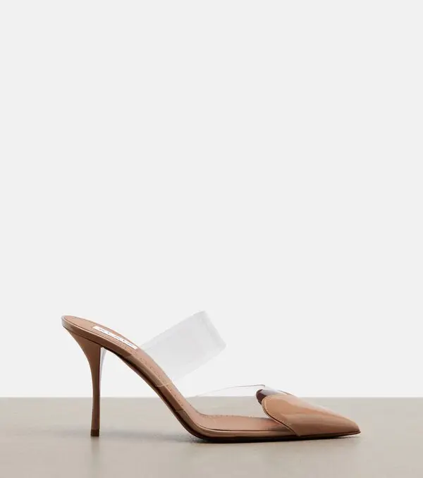 Alaïa Le Coeur Patent Leather Mules - Beige