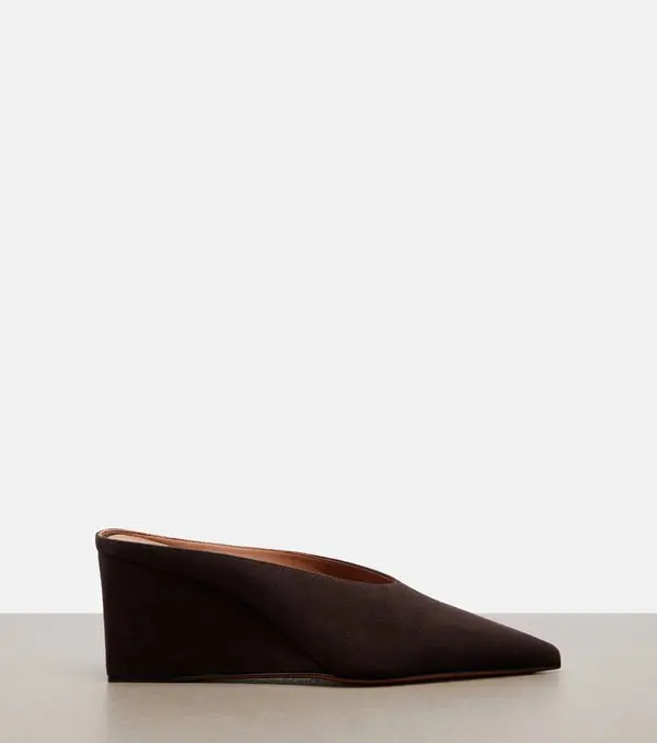 Alaïa Suede Wedge Mules - Brown
