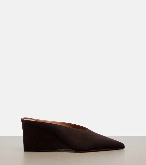 Alaïa Suede Wedge Mules - Brown