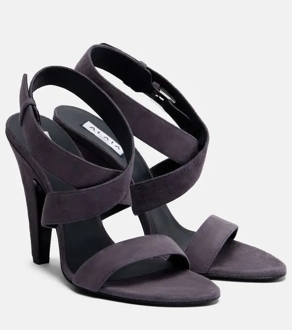 Alaïa Suede Cone Heel Sandals - Grey