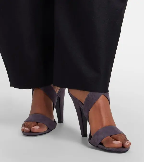 Alaïa Suede Cone Heel Sandals - Grey