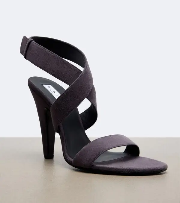 Alaïa Suede Cone Heel Sandals - Grey