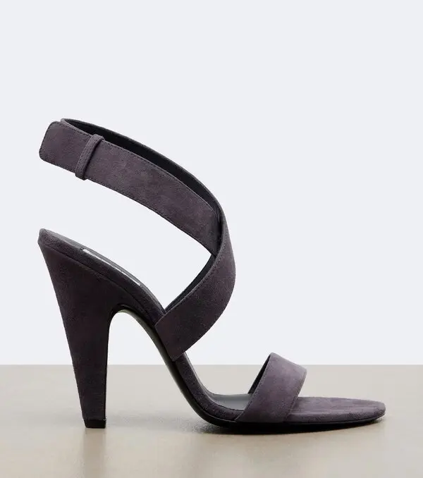 Alaïa Suede Cone Heel Sandals - Grey