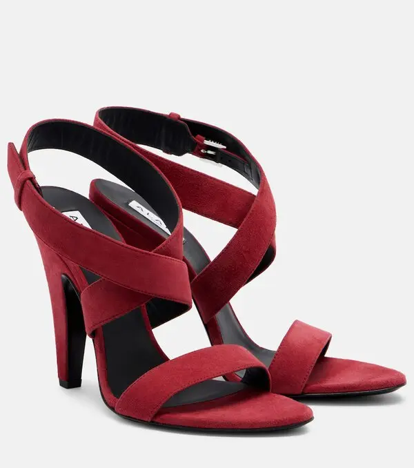Alaïa Rouge Carmin Suede Slingback Sandals - Red