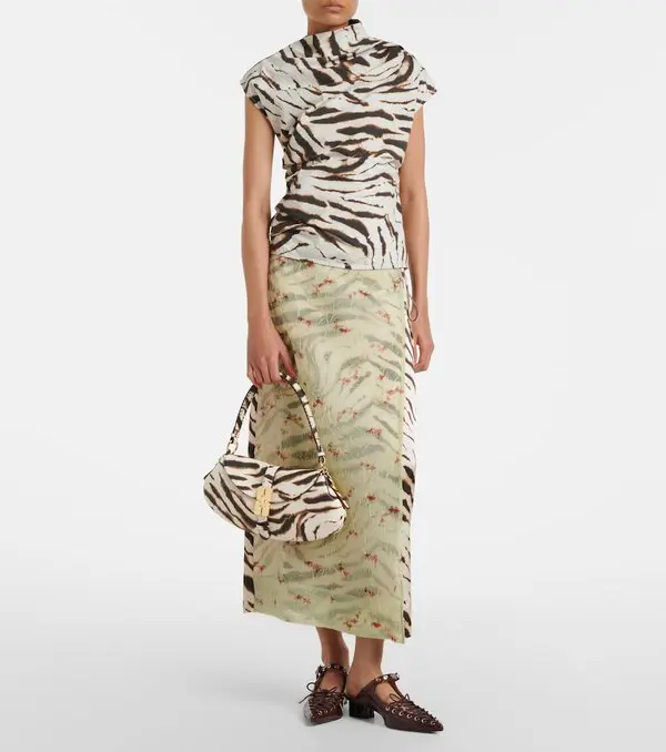 GANNI Small Zebra-print Shoulder Bag - Multicoloured