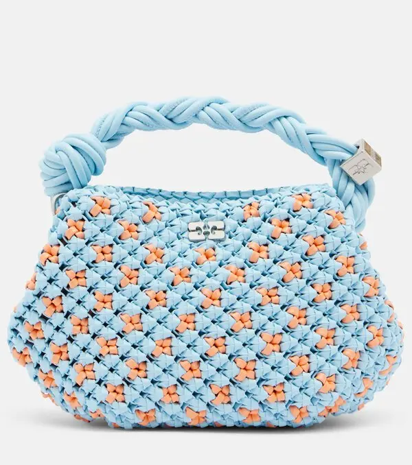 GANNI Bou Mini Woven Top-handle Bag - Blue