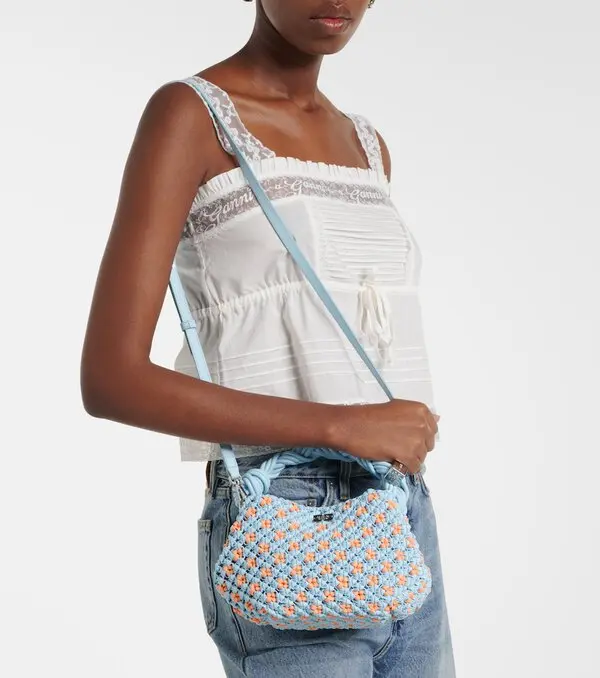 GANNI Bou Mini Woven Top-handle Bag - Blue