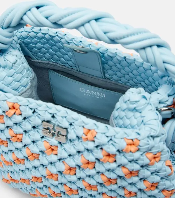 GANNI Bou Mini Woven Top-handle Bag - Blue