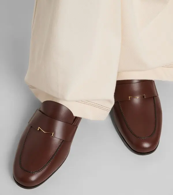 Max Mara Embellished Leather Penny Loafers