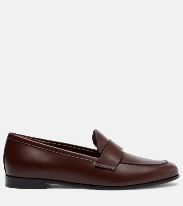 Max Mara Embellished Leather Penny Loafers