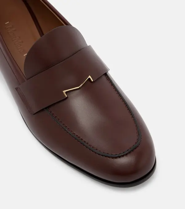 Max Mara Embellished Leather Penny Loafers