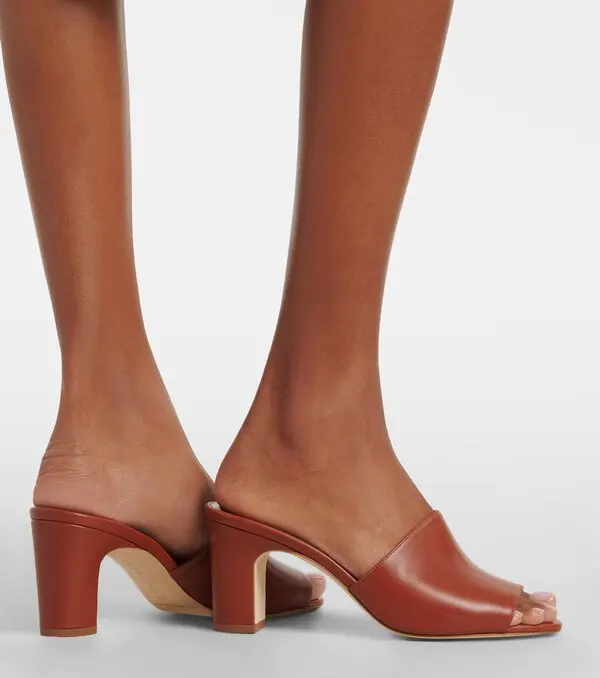 Manolo Blahnik Rapalla Leather Mules - Brown