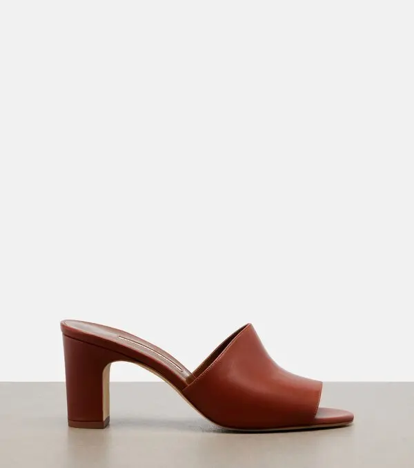 Manolo Blahnik Rapalla Leather Mules - Brown