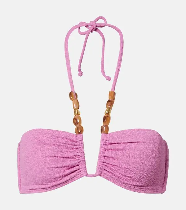 VIX PAULA HERMANNY Kiana Carol Beaded Bikini Top - Pink