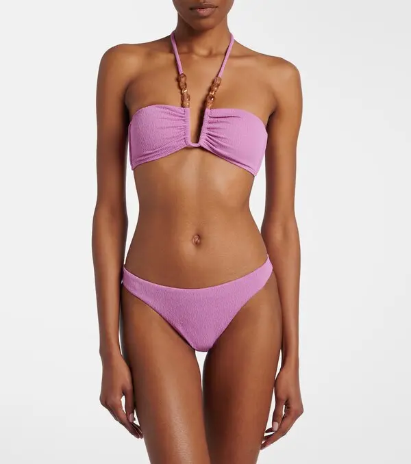 VIX PAULA HERMANNY Kiana Carol Beaded Bikini Top - Pink