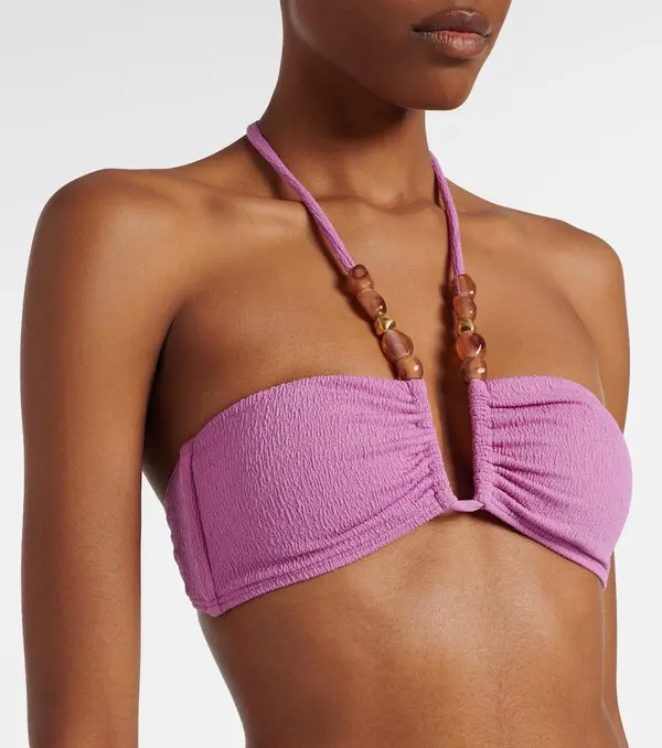 VIX PAULA HERMANNY Kiana Carol Beaded Bikini Top - Pink