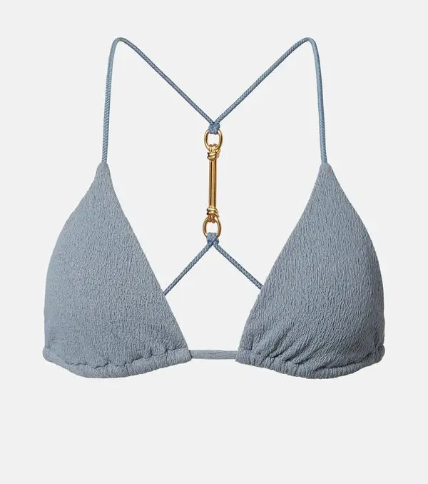 VIX PAULA HERMANNY Nika Embellished Triangle Bikini Top - Grey