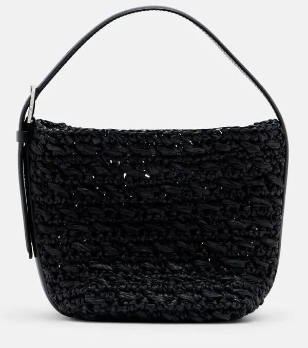 TOTEME Belted Small Raffia Top Handle Bag - Black