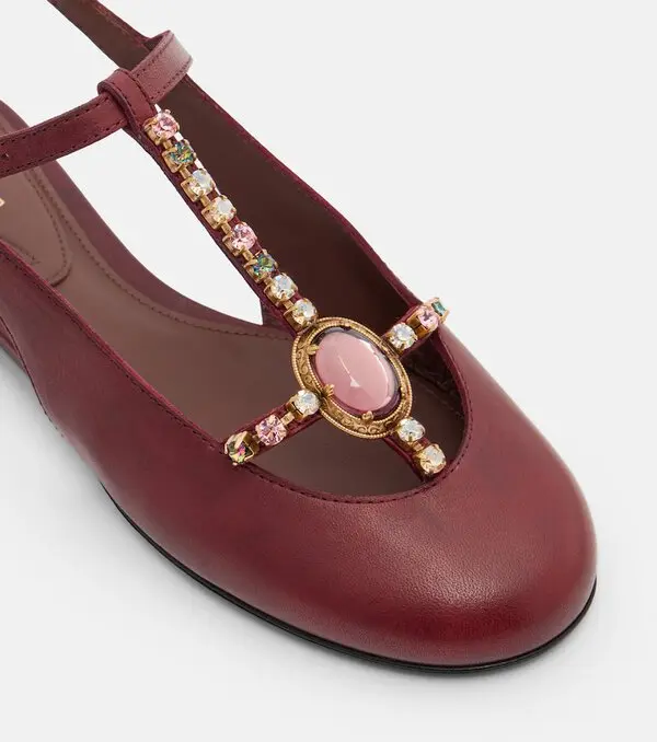 Etro Embellished Leather Slingback Flats