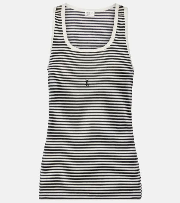 Saint Laurent Cassandre Cotton Jersey Tank Top - Black