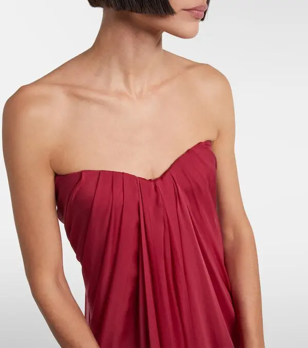 Alexander McQueen Draped Silk Chiffon Bustier Gown - Pink