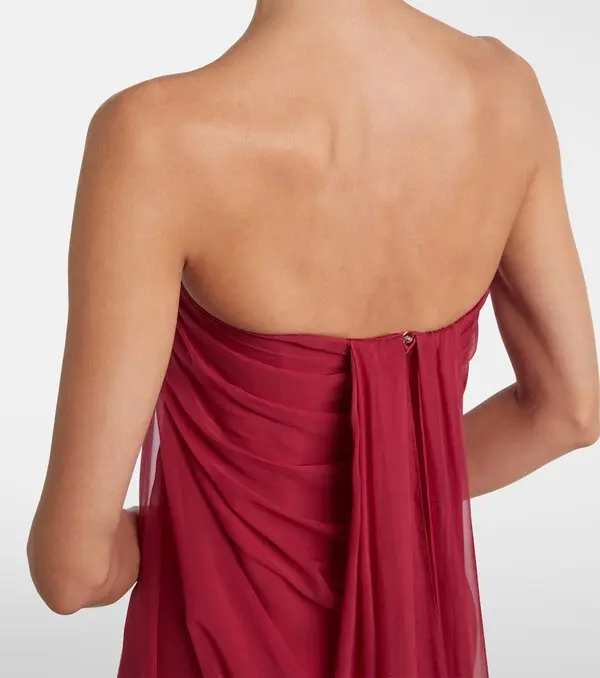 Alexander McQueen Draped Silk Chiffon Bustier Gown - Pink