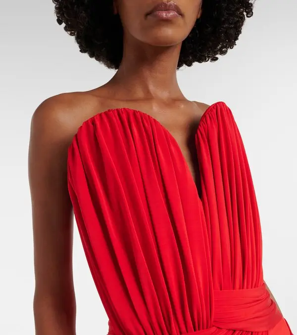 Stella McCartney Draped Crêpe Jersey Bustier Dress In Lipstick